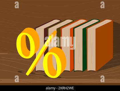 Percentage Sign on a book, cartoon vector illustration Stock Vector ...