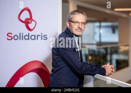 Solidaris president Edouard Delruelle poses for the photographer at the ...