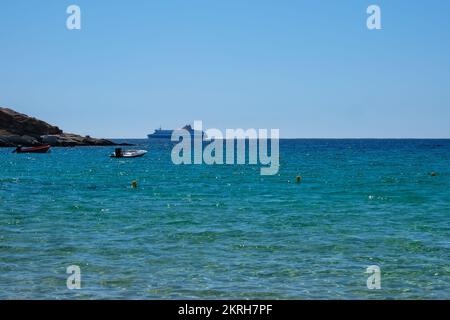 Ios, Greece - September 15, 2022 : View of speed boats and a modern ...