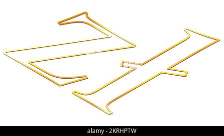 Polish zloty PLN currency golden sign isometric top view isolated on ...