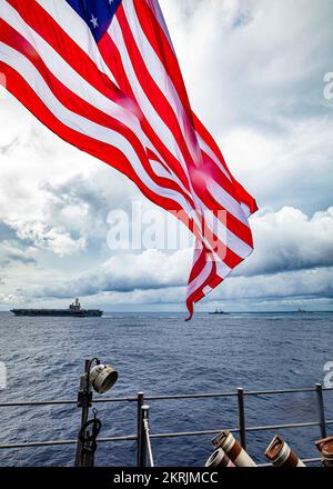 PHILIPPINE SEA (Nov. 20, 2022) Capt. Edward Angelinas views the Royal ...