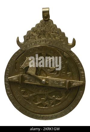 Astrolabe. 19th century. Bronze. Geometric and vegetal decoration and ...