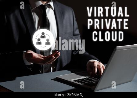Writing displaying text Virtual Private Cloud, Business showcase ...