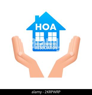 HOA - home owners association. House icon, label. Vector stock ...