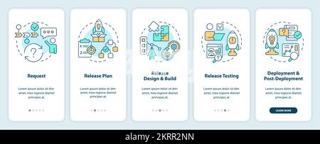 Release management process onboarding mobile app screen set Stock ...