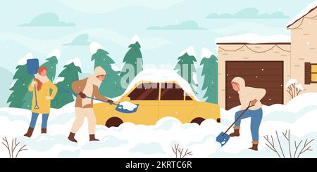Cartoon man stuck in snow while skiing vector illustration Stock Vector ...