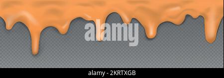 Yellow flowing caramel, no background, panoramic transparent template ...