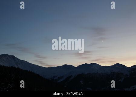 Silhouetted Swiss alps at Twilight. Alpine landscape wallpaper ...
