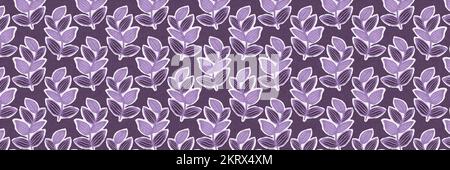 Gender neutral purple foliage leaf seamless raster border. Simple ...