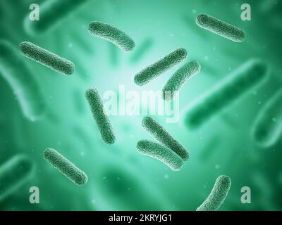 Bacteria. Bacterium. Blue color. Prokaryotic microorganisms. 3d ...