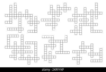Crossword game grid templates, word guess quiz layout, vector empty ...