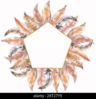 Illustration of Boho Feathers Design Frame Stock Photo - Alamy