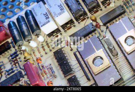 1980s, historical, view of a circuit board of the era Stock Photo - Alamy