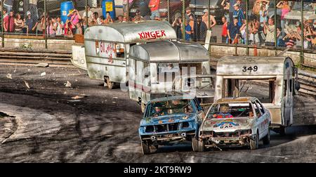 Caravan demolition derby - banger racing - at Ringwood Raceway ...