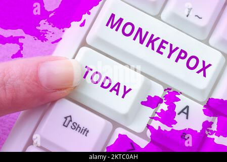 Text caption presenting Monkeypox. Word Written on poxvirus of Africa ...