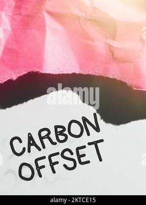 Conceptual display Carbon Offset. Business showcase Reduction in ...