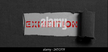 Text caption presenting Exhibition, Word for and act of exposing ...