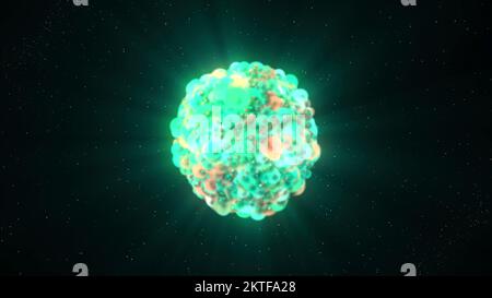 Colorful explosion of particles forming bright object. Motion. Cosmic ...