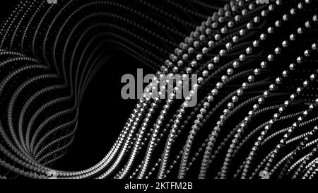 3D space with curving flow of dots. Design. Futuristic space with ...