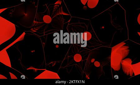 3D animation with moving mirror shapes and dots. Design. Mirror cells ...