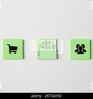 Handwriting text Exam Cancelled. Business overview the precise ...