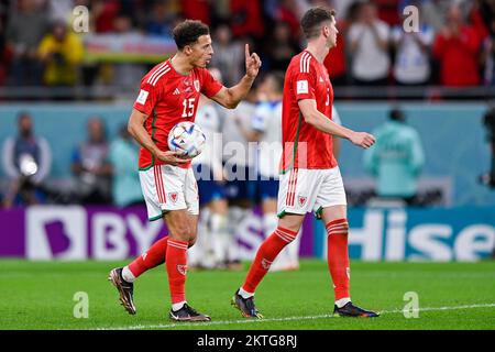 Wales' Ethan Ampadu after the FIFA World Cup Group B match at the Ahmad ...