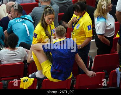 Georgina Irwin (left) with fiance, England goalkeeper Aaron Ramsdale ...
