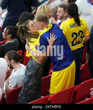 Georgina Irwin (left) fiance of England goalkeeper Aaron Ramsdale ...