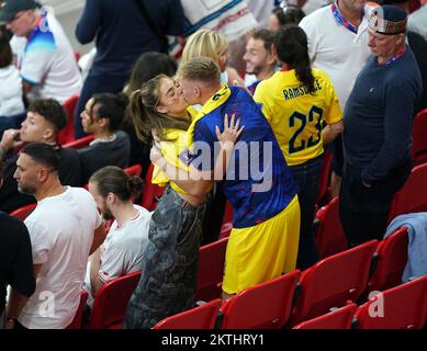 Georgina Irwin (left) with fiance, England goalkeeper Aaron Ramsdale ...