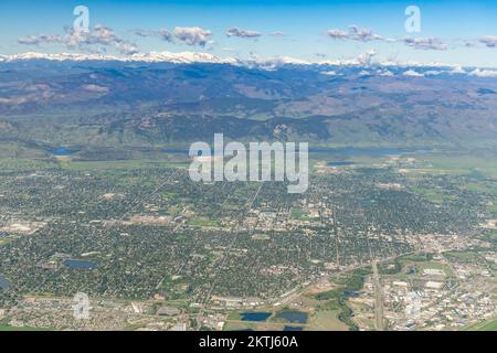 Fort COllins cityscape - aerial view of typical residential ...
