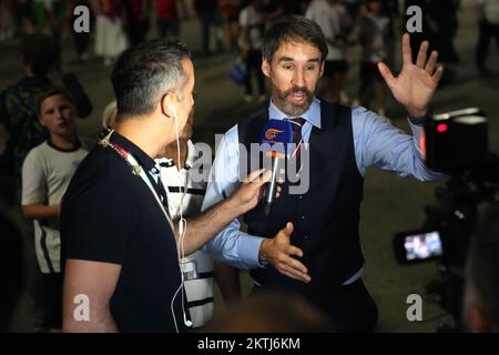 Neil Rowe, a Gareth Southgate impersonator, being interviewed by ...