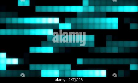 Abstract retro tetris snake game on a black screen. Motion. Turquoise ...