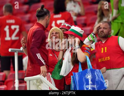 Frank and Debbie, mother and father of Wales' Gareth Bale in the stands ...