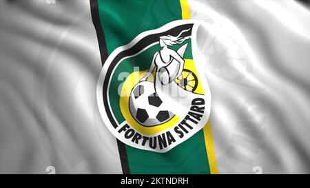 Sports flags of European League. Motion. Stylish flag design for ...