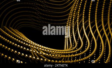3D space with curving flow of dots. Design. Futuristic space with ...