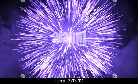 Bright explosions with flashes of rays. Motion. Flashes of energy with ...
