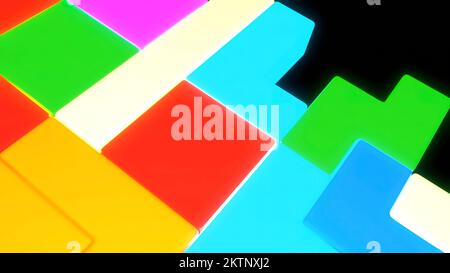 Cube of assembled geometric shapes. Design. Geometric mosaic shapes are ...