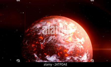 Unexplored 3d planet in space. Motion. Planet rotates in space. Unknown ...