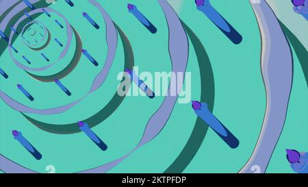 Abstract animation of birthday cake. Design. Circles move in streams ...