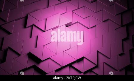 3D surface with moving triangles. Design. Triangles are pushed out by ...