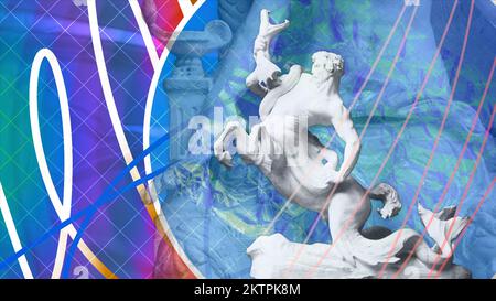 Animation with Greek sculpture. Motion. Animation insert with stylish ...