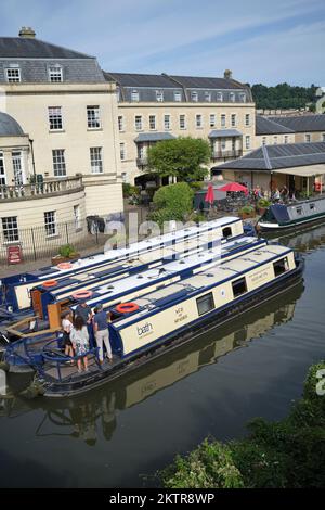 Bath Narrowboats on the Canal in Bath England Stock Photo - Alamy