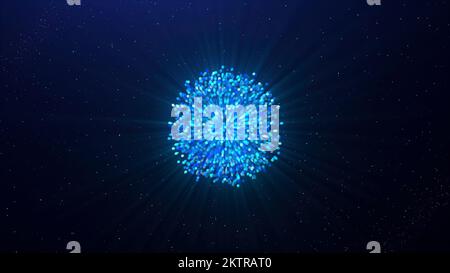 Glowing bundle of explosive energy. Motion. Discovery of explosive flow ...