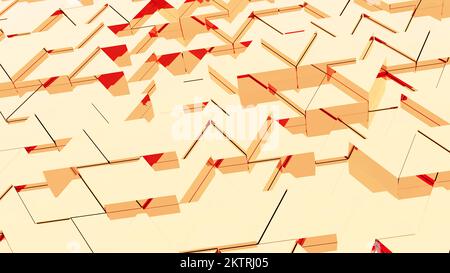 3D surface with moving triangles. Design. Triangles are pushed out by ...