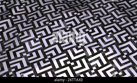 Patterned floor moves in waves. Motion. Tiled floor with geometric ...
