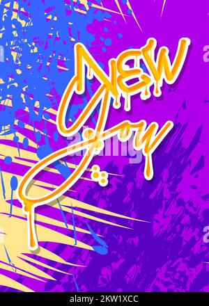 New You. Graffiti tag. New Year resolution. Abstract modern street art ...