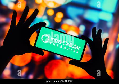 In this photo illustration, the Intra-Cellular Therapies logo is seen ...