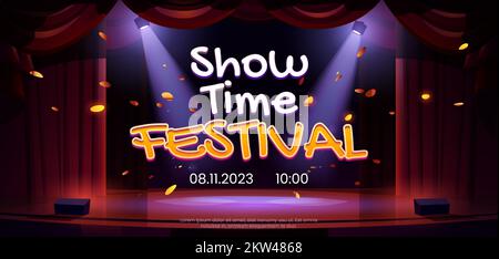 Show Time background with red curtains. Vector Illustration EPS10 Stock ...