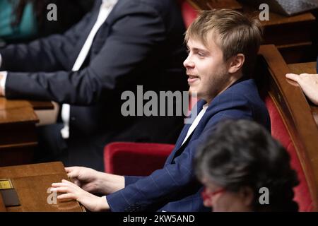 Deputy, Louis Boyard attends a session of Questions to the Government ...