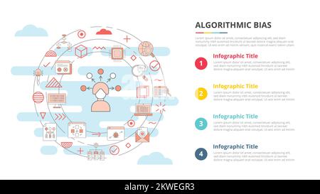 algorithmic bias concept with circle icon for website template or landing page homepage vector ...